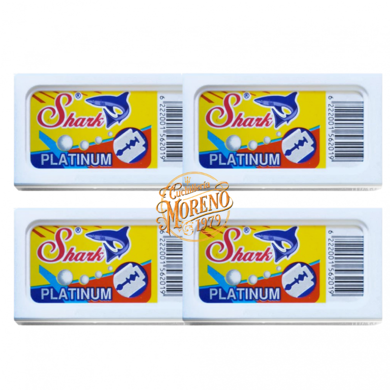 Lâminas de barbear SHARK PLATINUM de dois gumes, 20 unidades - Moreno Cuchillería