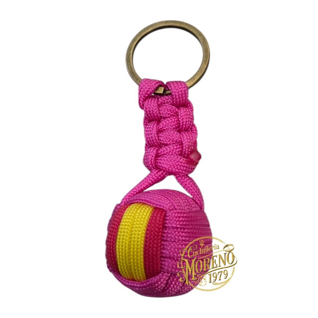 Llavero Puño de Mono Bandera de España Rosa - Cuchillería Moreno